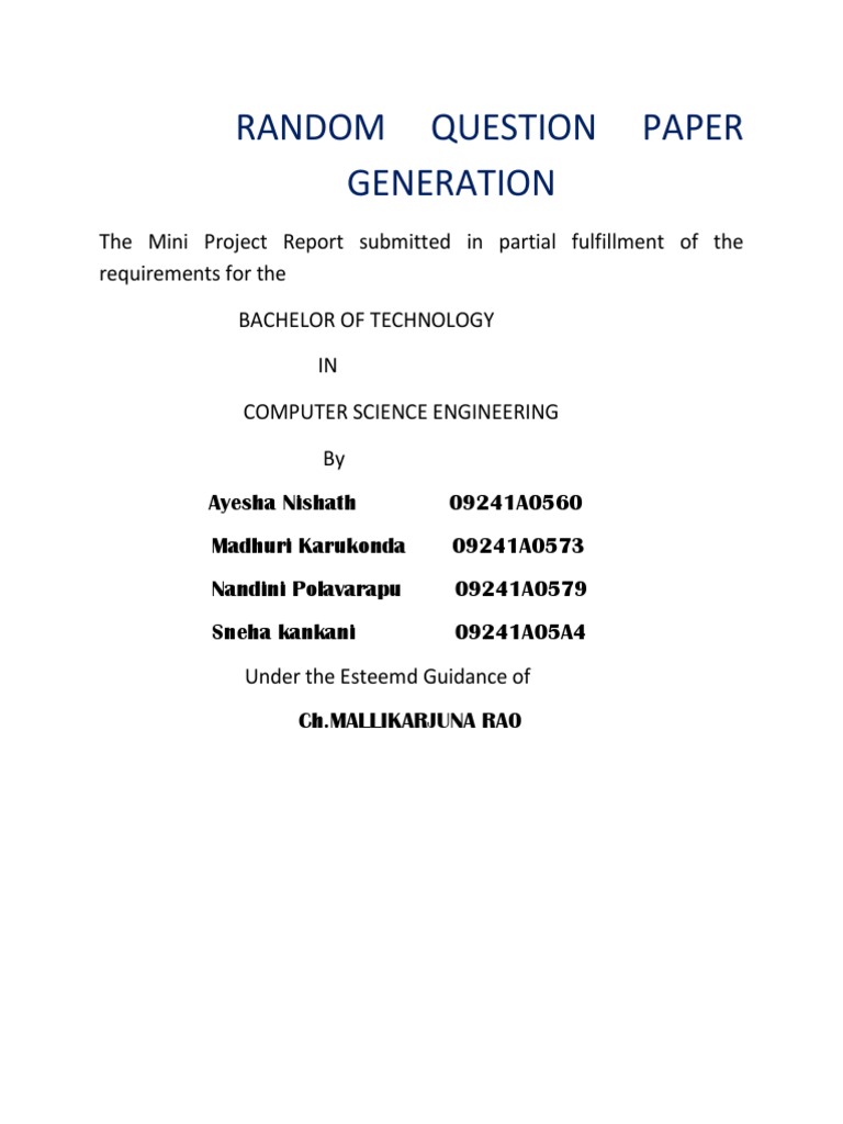 Random Question Paper Generation | PDF | Net Beans | Applications ...