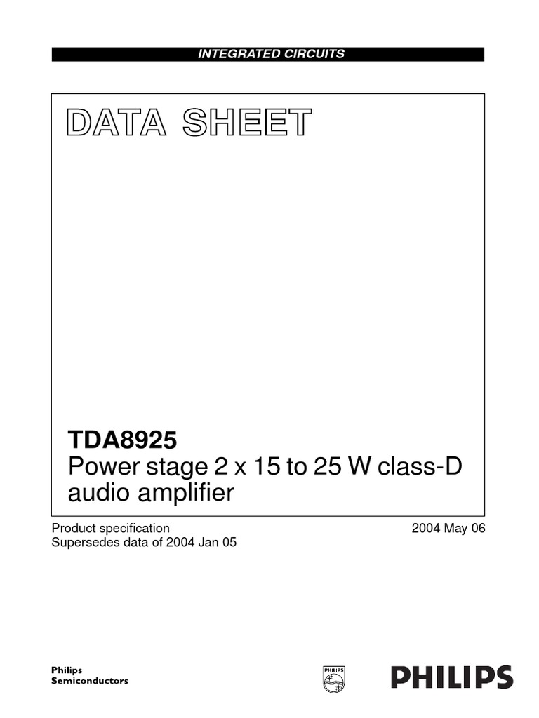 TDA8925 | PDF | Amplifier | Integrated Circuit