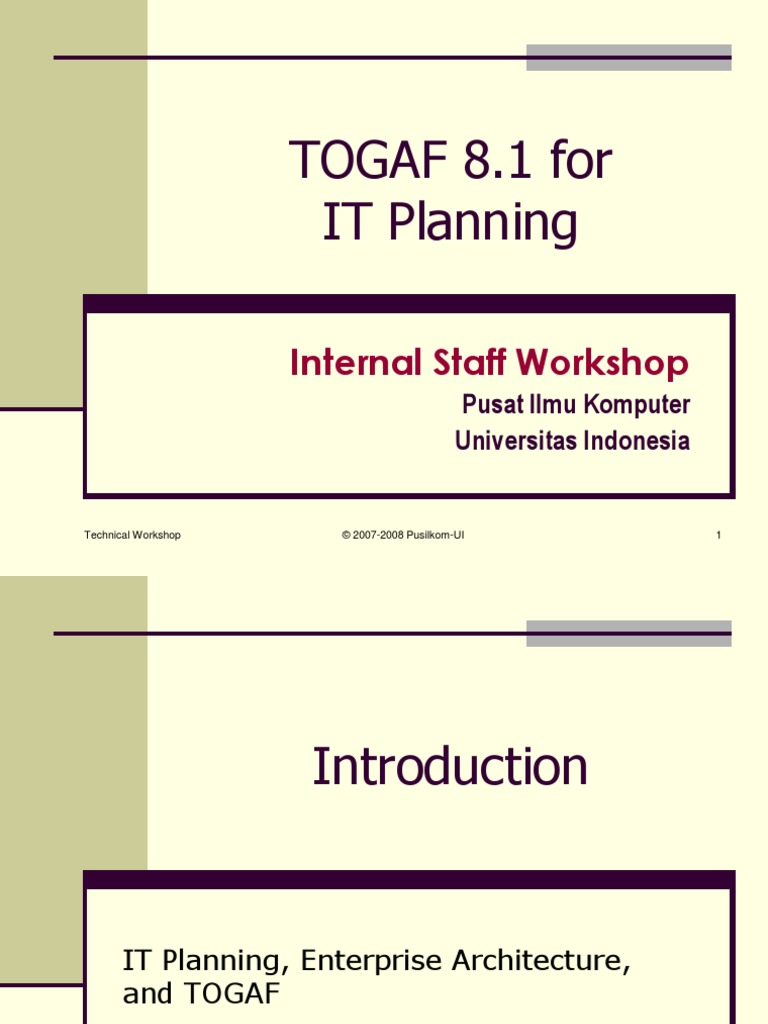 TOGAF For IT Planning | PDF | Bisnis