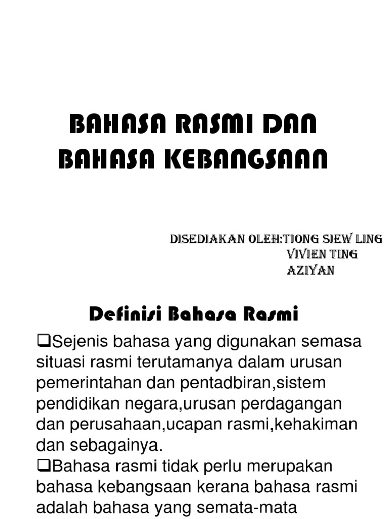 Bahasa Melayu 1-Bahasa Rasmi Dan Bahasa Kebangsaan | PDF