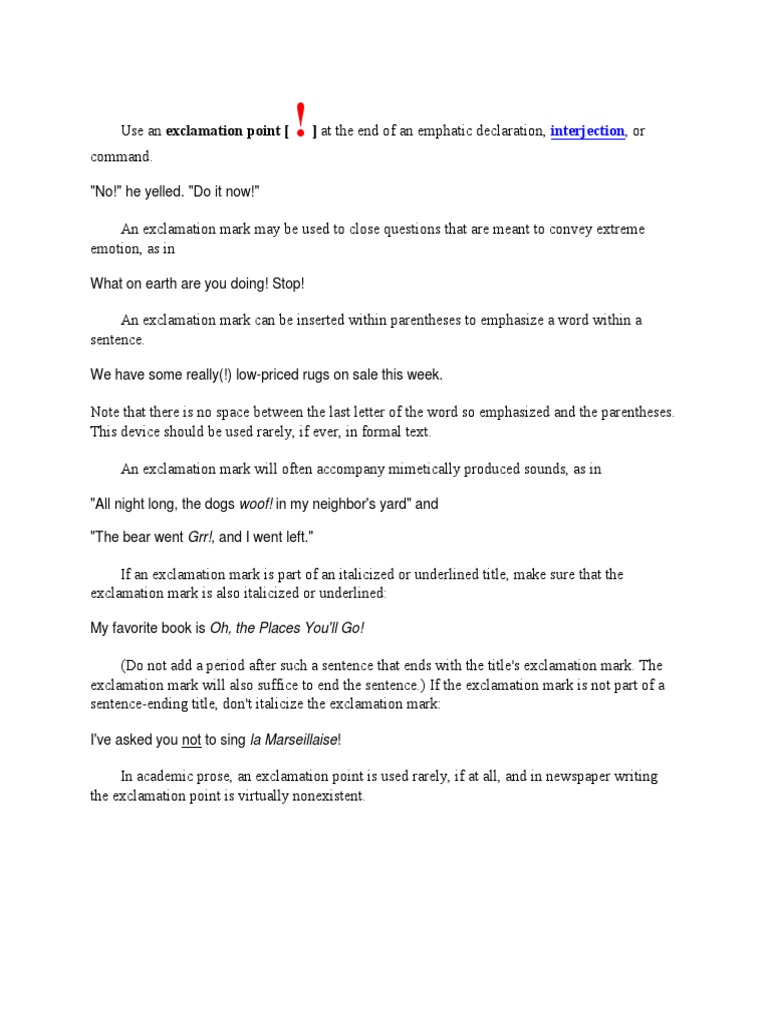 English Grammar - Exclamation Mark | PDF