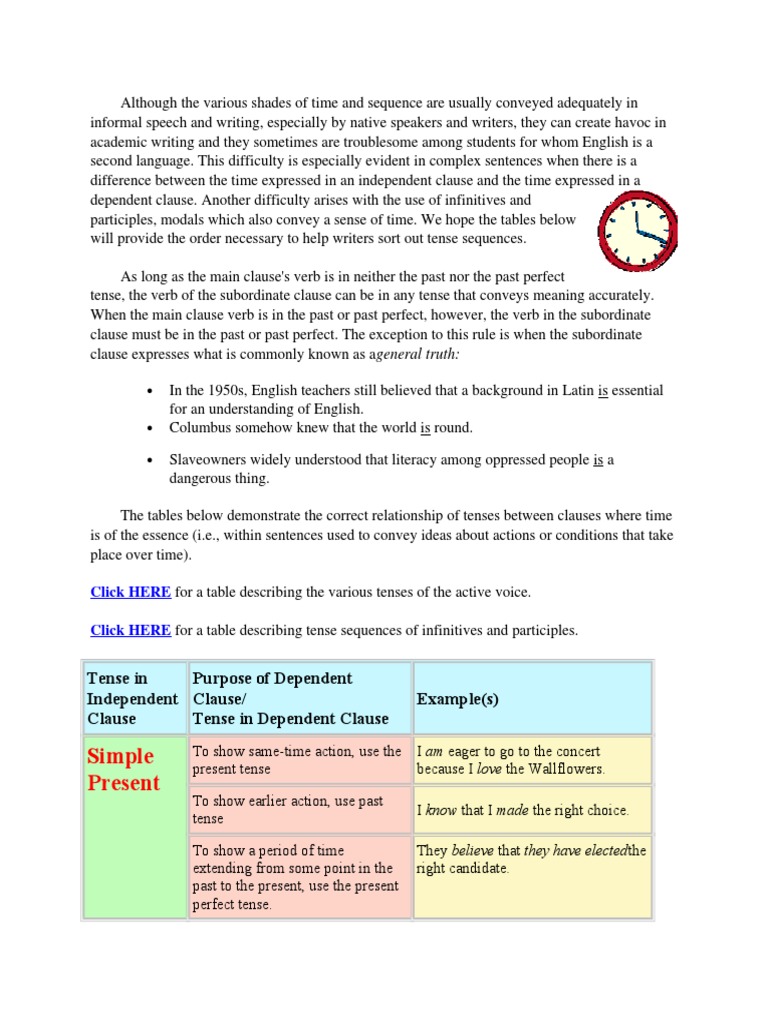English Grammar - Sequence of Verb Tenses | PDF | Grammatical Tense | Verb
