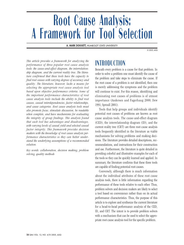 Root Cause Analysis | PDF | Causality | Analysis
