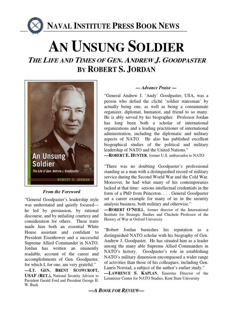 BOOK NEWS: An Unsung Soldier: The Life of Gen. Andrew J. Goodpaster ...