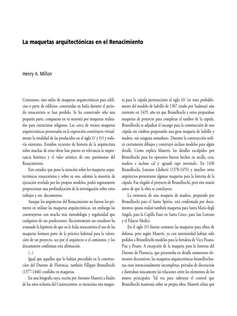 Millon, Henry. LAS MAQUETAS ARQUITECTÓNICAS EN EL RENACIMIENTO | PDF ...