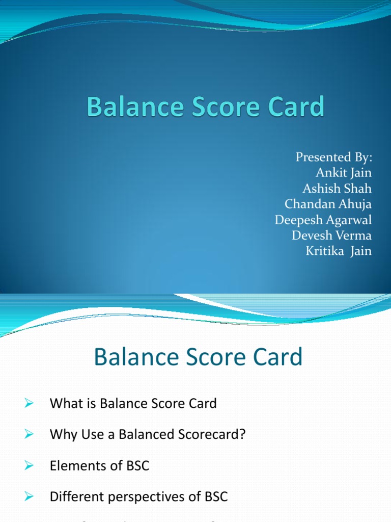 Balance Score Card | PDF | Strategic Management | Accountability