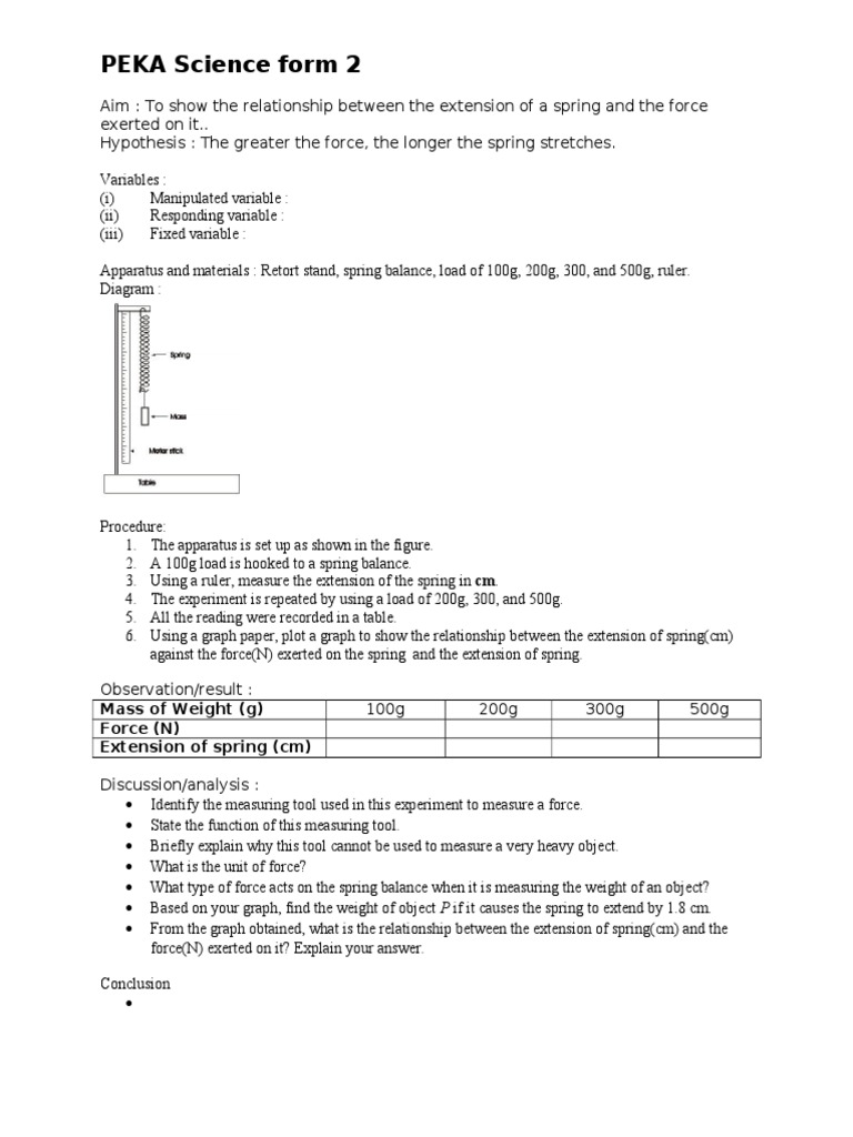 PEKA Science Form 4 Experiment | PDF