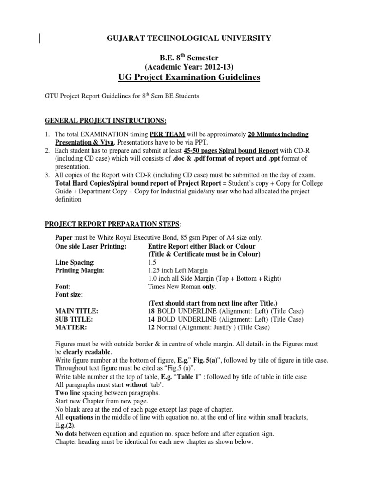 GTU PROJECT GUIDELINES | PDF | Text | Publishing