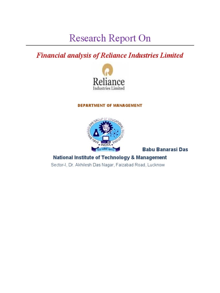 Financial Analysis of Reliance Industries | PDF