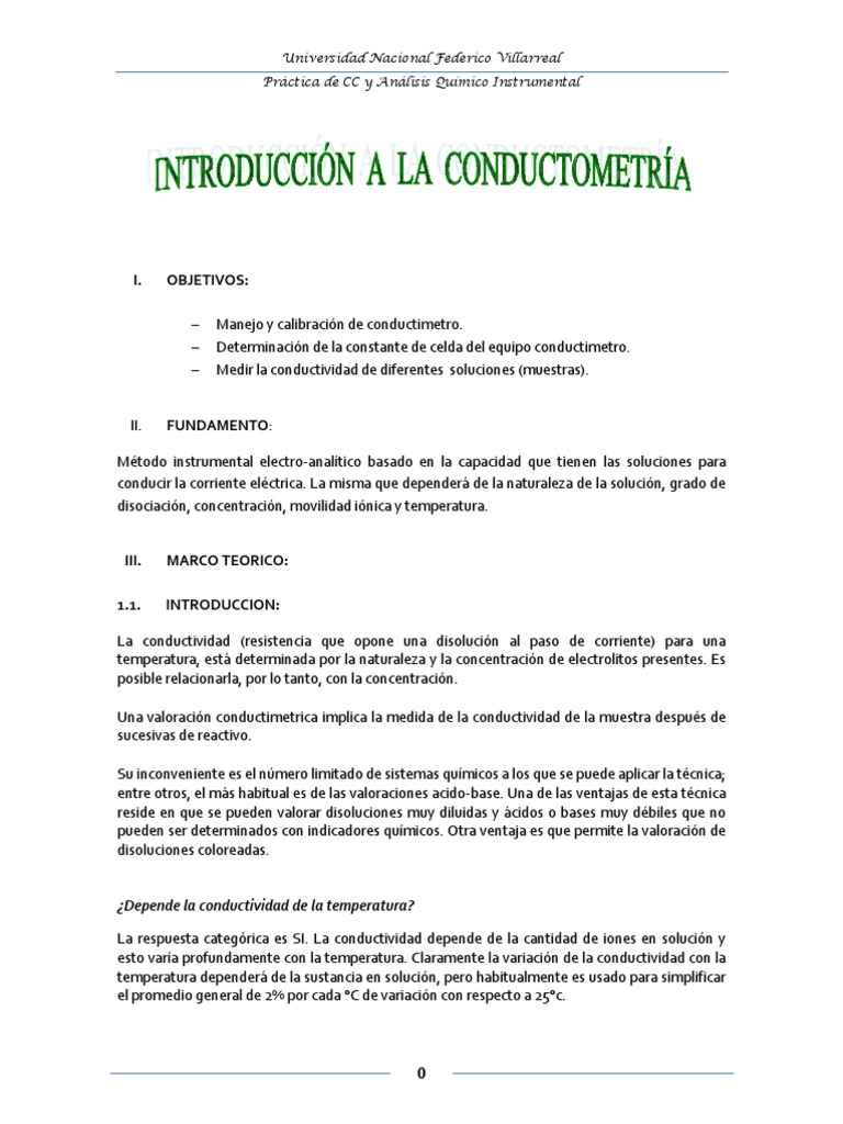 Conductometria | Descargar gratis PDF | Resistividad Eléctrica y ...