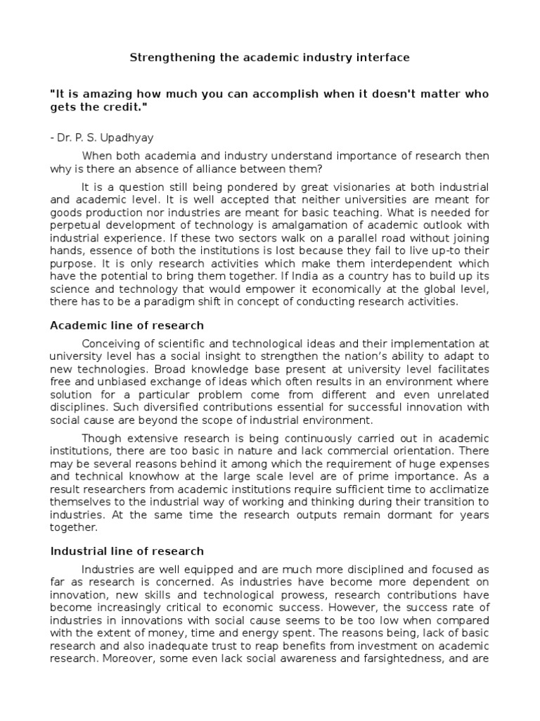 Academic Industry | PDF | Innovation | University