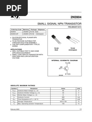 Amplifier 2n3904 datasheet catalog
