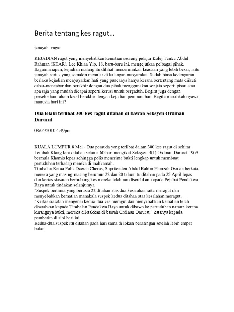 Jenayah Ragut dan Implikasinya | PDF | Politik | Ilmu Sosial