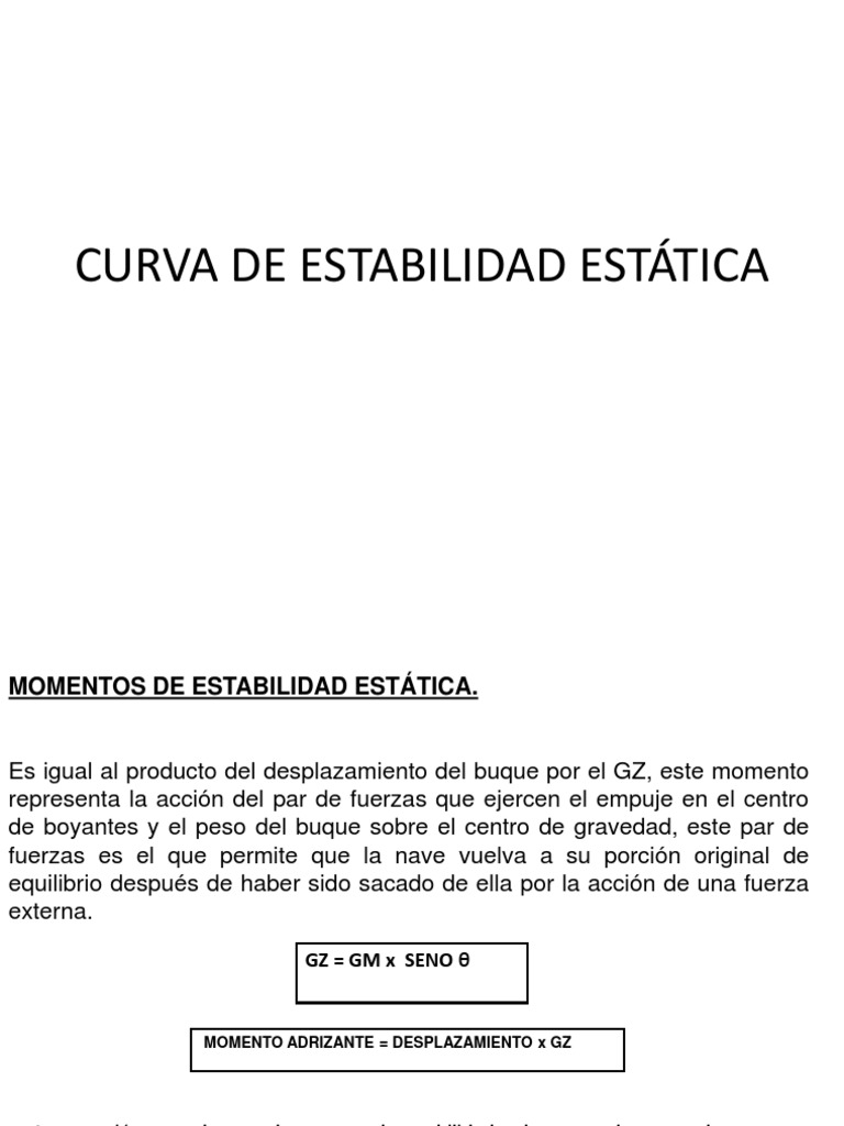 Curva de Estabilidad Estatica | PDF | Cantidades fisicas | Masa