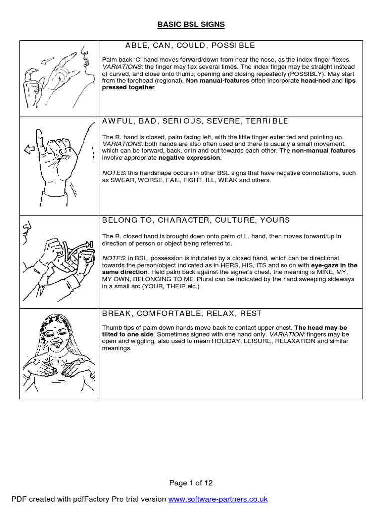 Basic BSL Signs | Hand | Sign Language