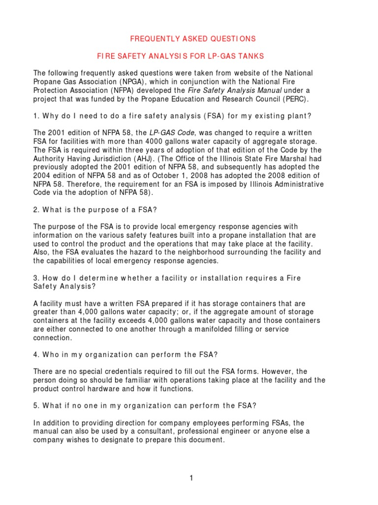 FAQ4 FSA Process For LP-Gas Tanks FAQ Updaed October2008 | PDF | Fire ...