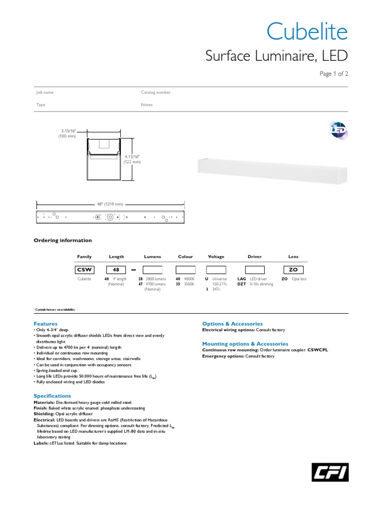 Cubelite CSW48-Led Linear | PDF | Light Emitting Diode ...