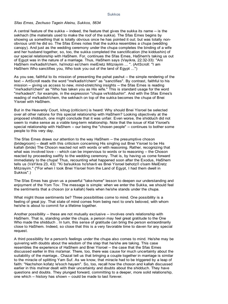 Sefas Emes, Sukkot 5774 | Download Free PDF | Jewish Behaviour And ...