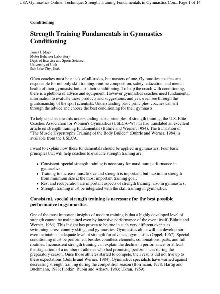 Strength Training Fundamentals in Gymnastics | PDF | Strength Training ...