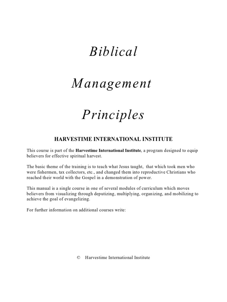 Biblical Management Principles | PDF