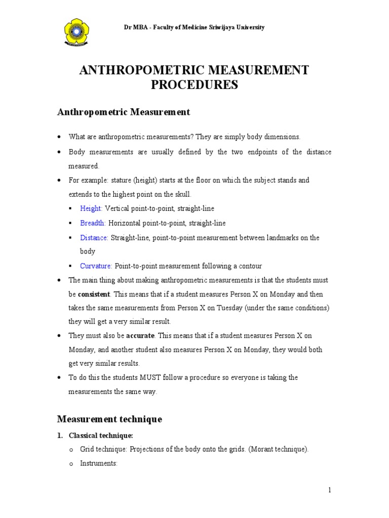 Anthropometric Measurements | Anthropometry | Measurement