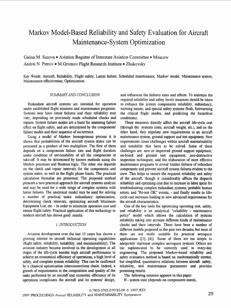 Markov Model - Based Reliability | PDF | Mode (Statistics ...
