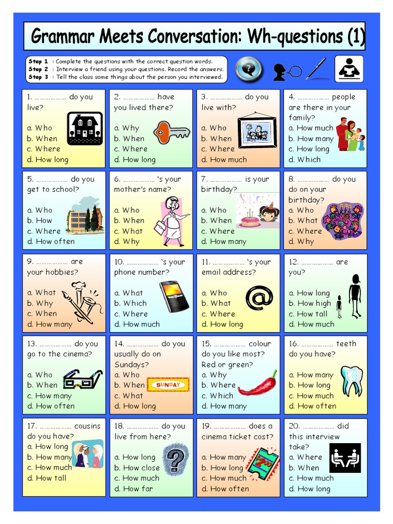 WH Questions Interview Exercise | PDF | Games & Activities