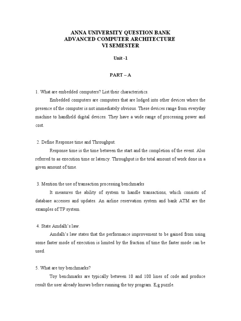 ACA Question Bank | PDF | Cpu Cache | Instruction Set