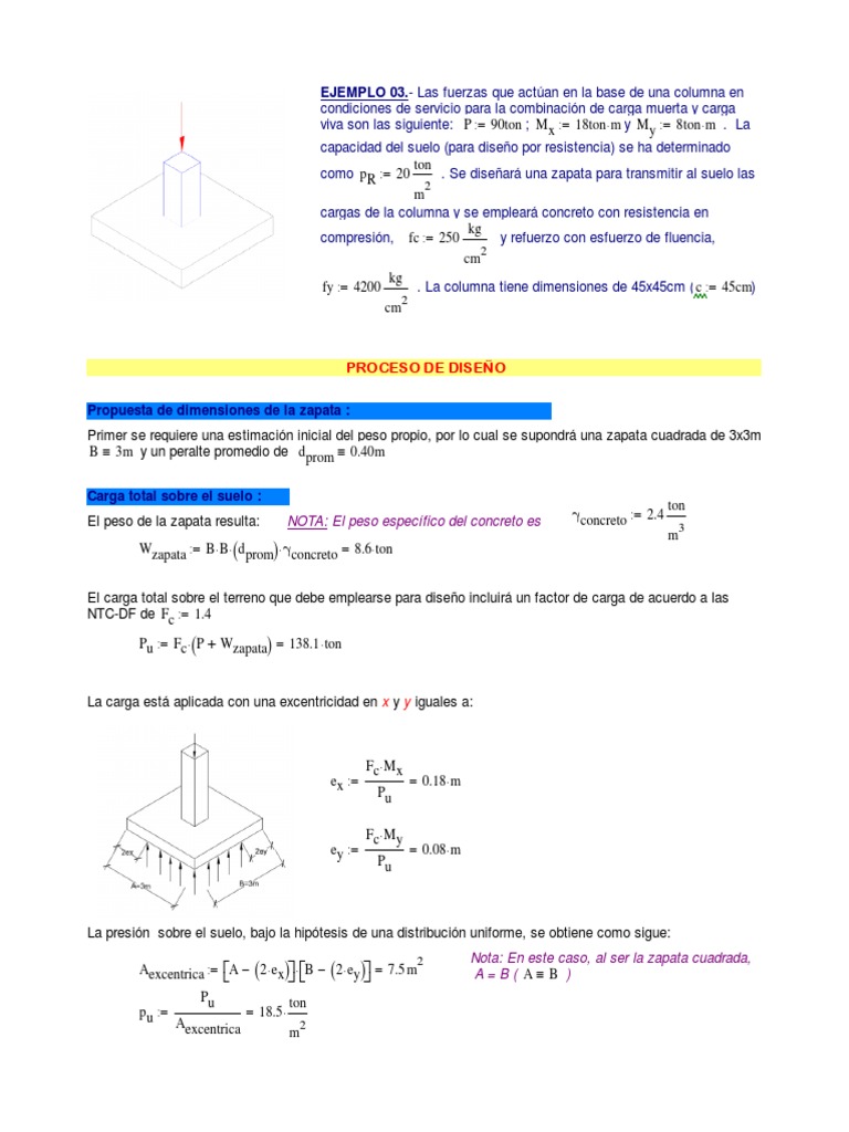 Ejemplo 03. - Zapata Aislada Cuadrada Carga Excentrica | PDF | Construyendo tecnología | edificio