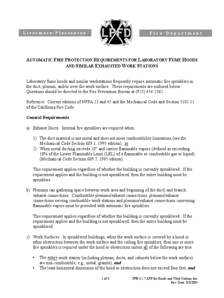 Pleasanton LEL Calculation For Fume Hood | PDF | Flammability | Fire ...