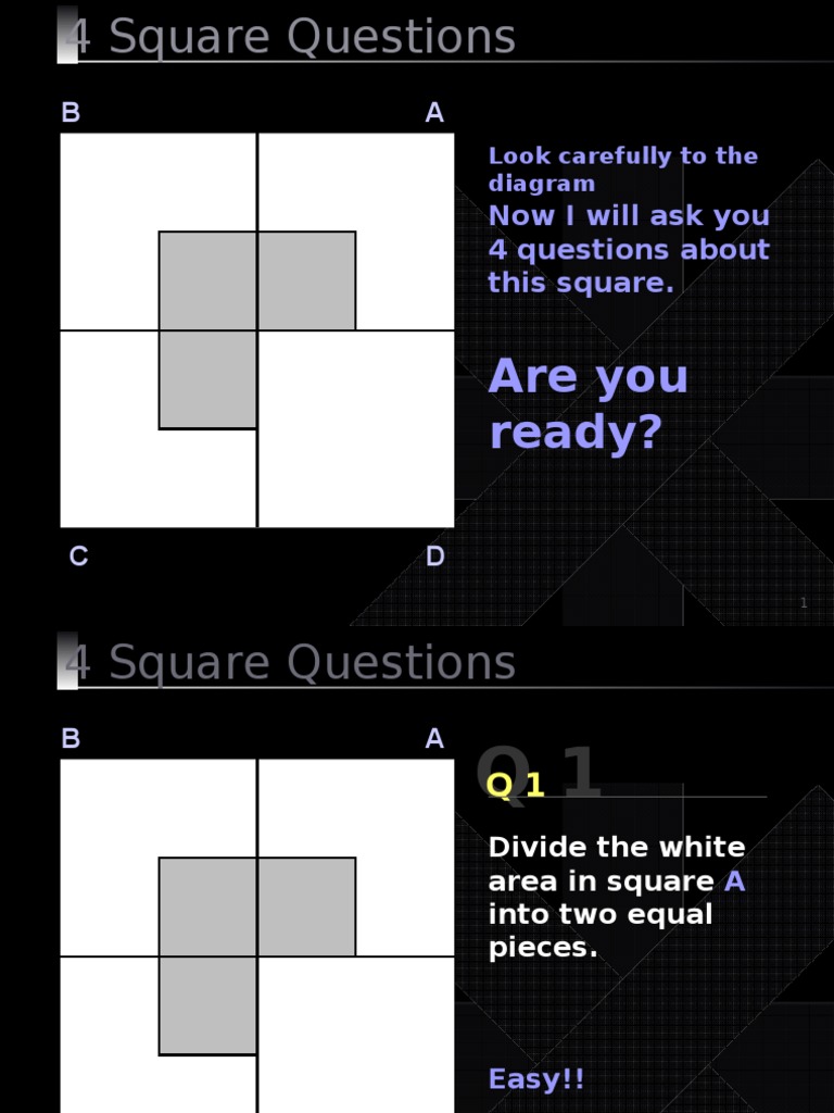 4 Square Area Division Challenges | PDF | Teaching Mathematics