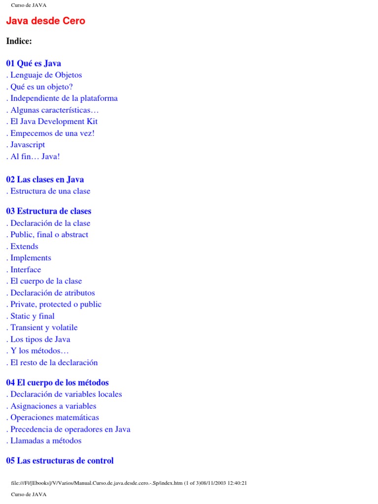 Manual Curso de Java Desde Cero | PDF | Java (lenguaje de programación ...
