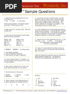 Sample Wonderlic Test Questions Answers | Length