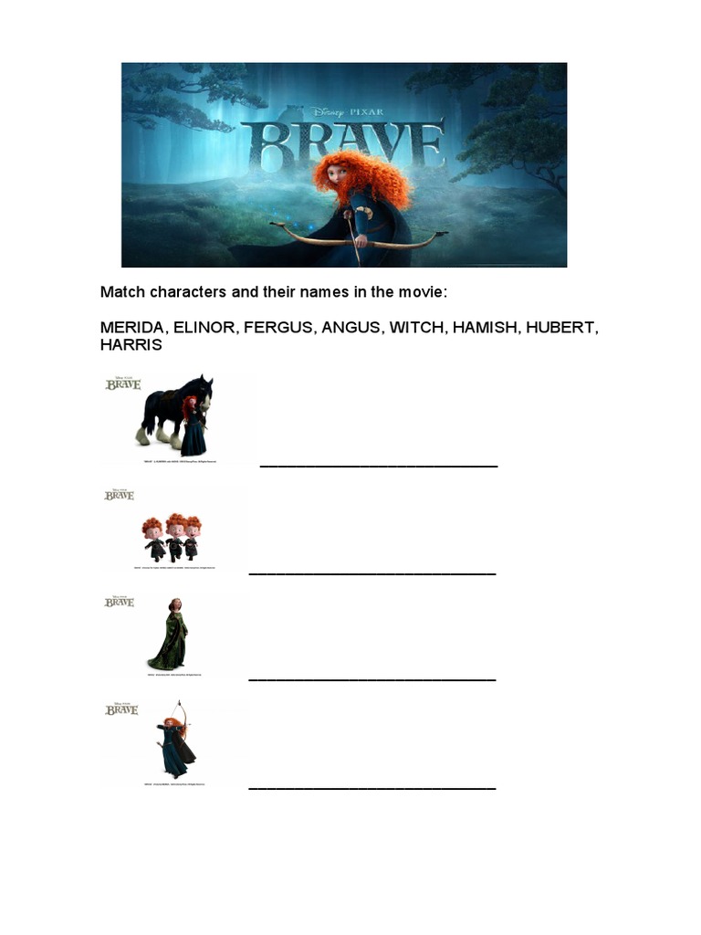 Brave Movie Character Worksheet | PDF | Games & Activities