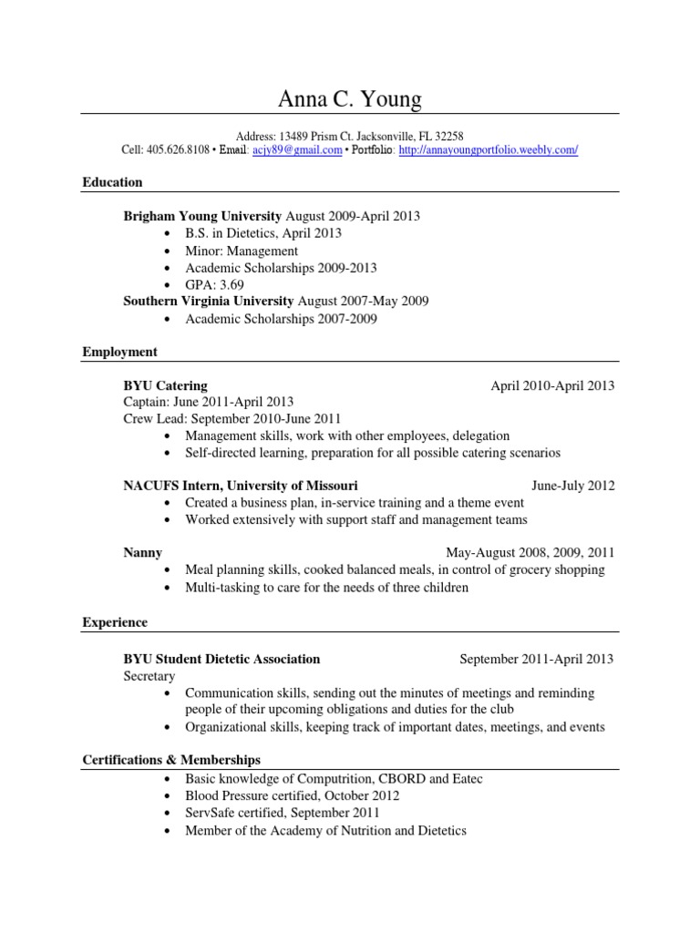 Dietetics Professional Resume | PDF | Wellness