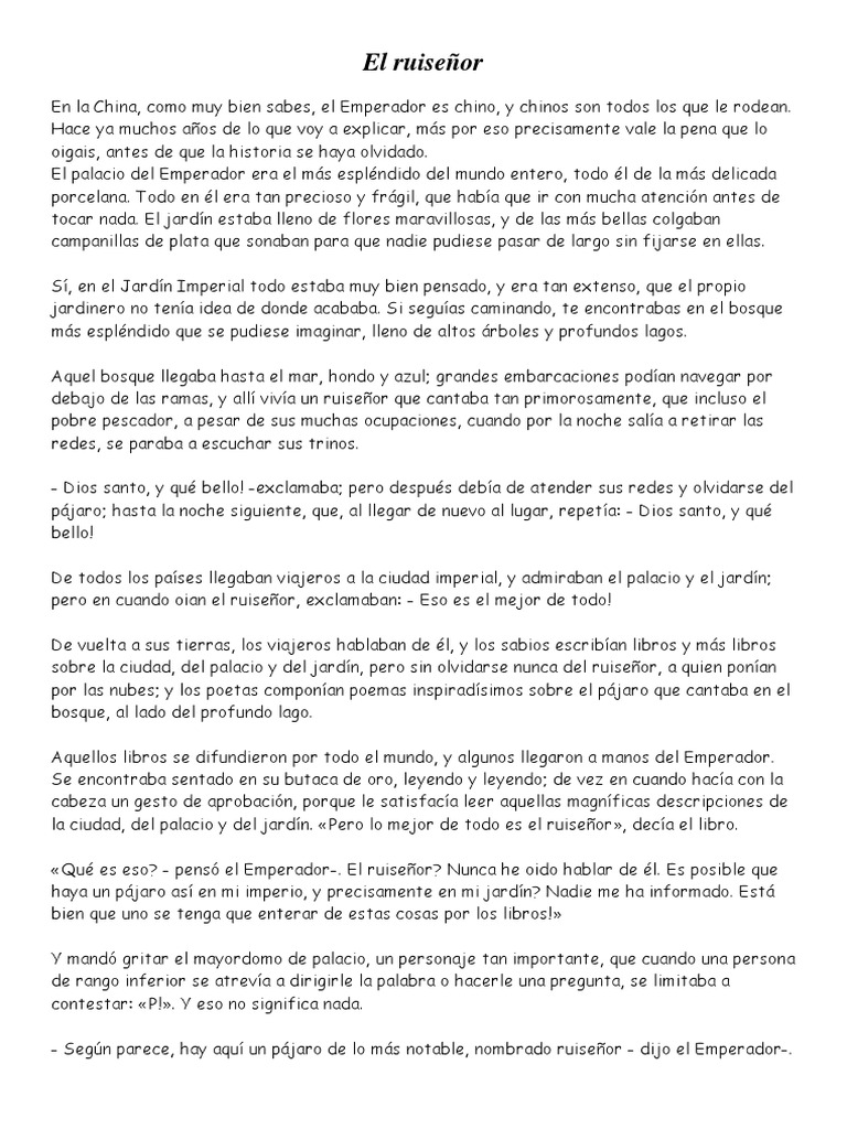 El Ruiseñor | PDF | Emperador | Aves