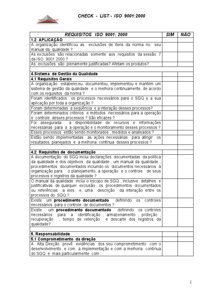 Check List Iso | PDF