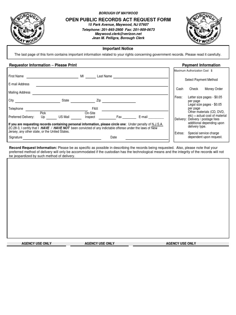 Maywood OPRA Request Form Guide | PDF | Computer Security | Security
