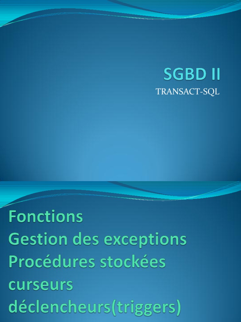 SGBD2 | PDF | SQL | Programmation informatique