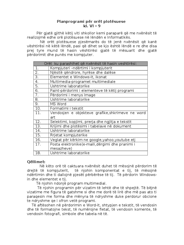 Oret Plotesuese 6-9 | PDF