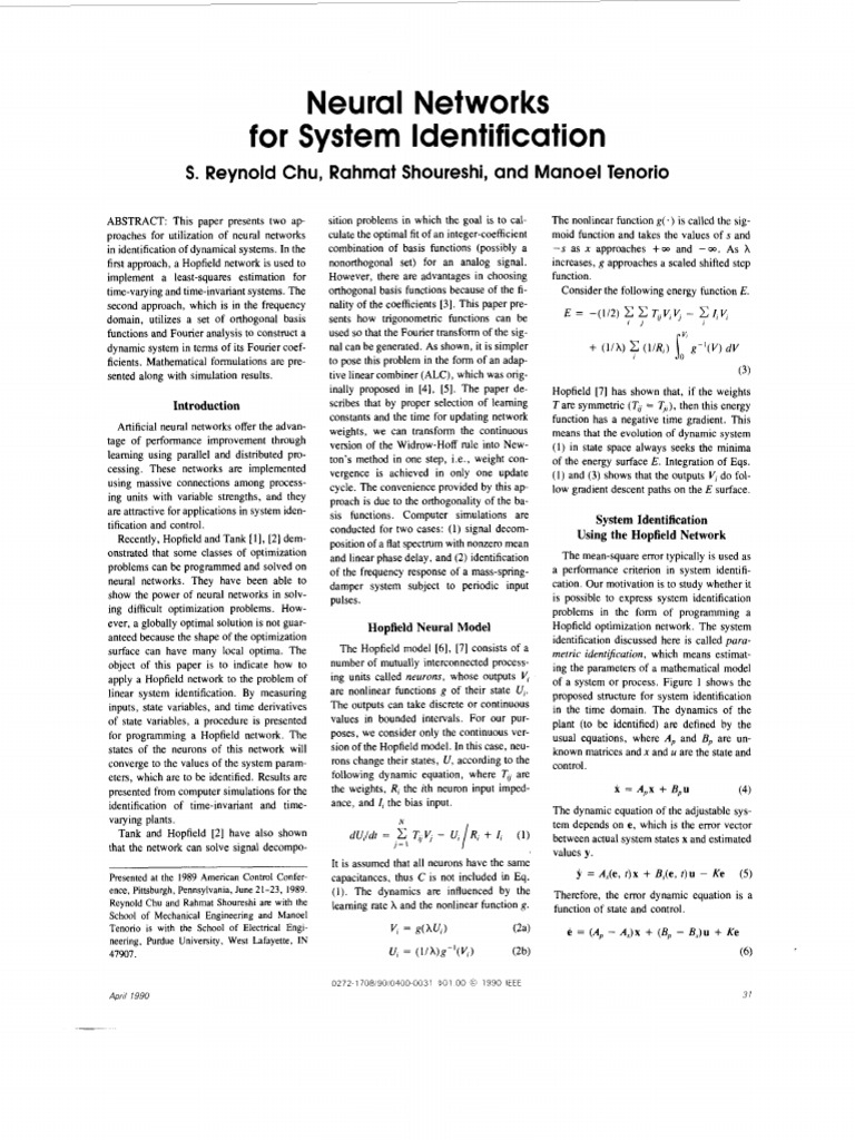 Neural Networks For Control - 01 | PDF | Mathematical Optimization | Artificial Neural Network