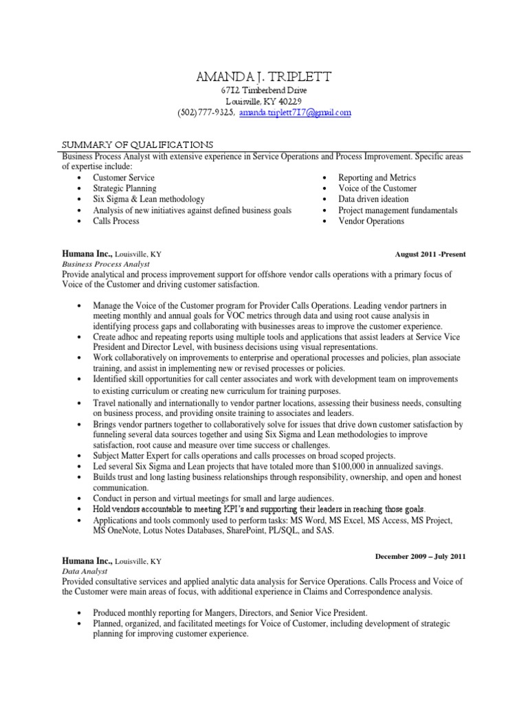 Amanda J Triplett - Resume September 2013 | PDF | Business Process ...