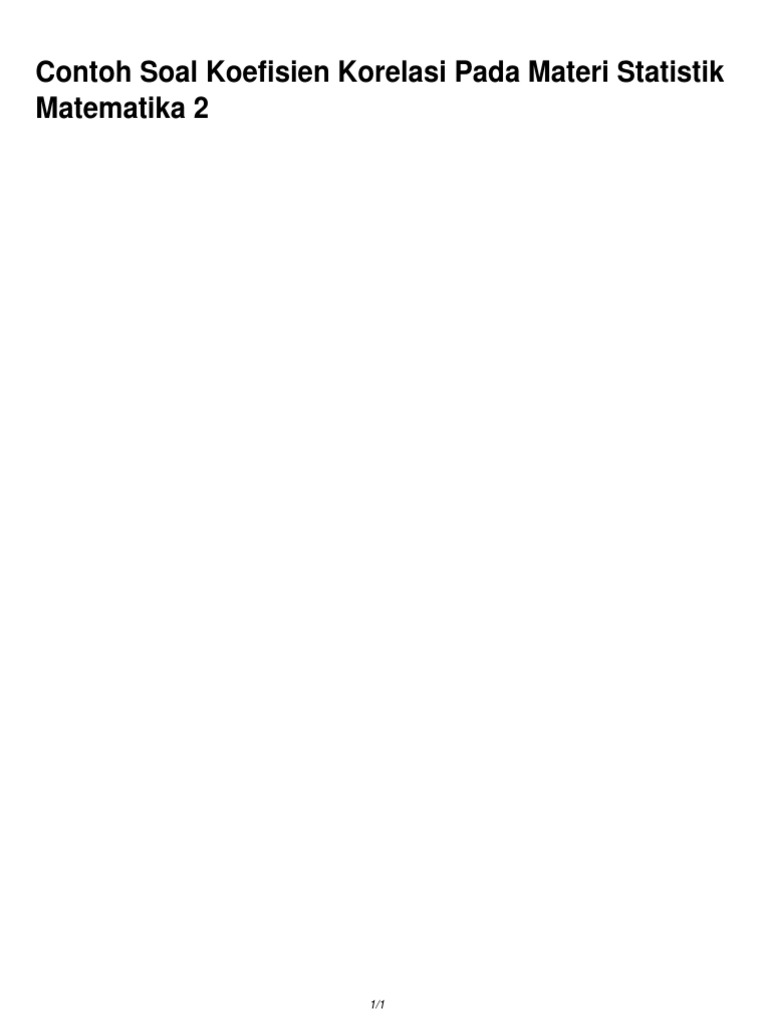 Contoh Soal Koefisien Korelasi Pada Materi Statistik Matematika 2 | PDF