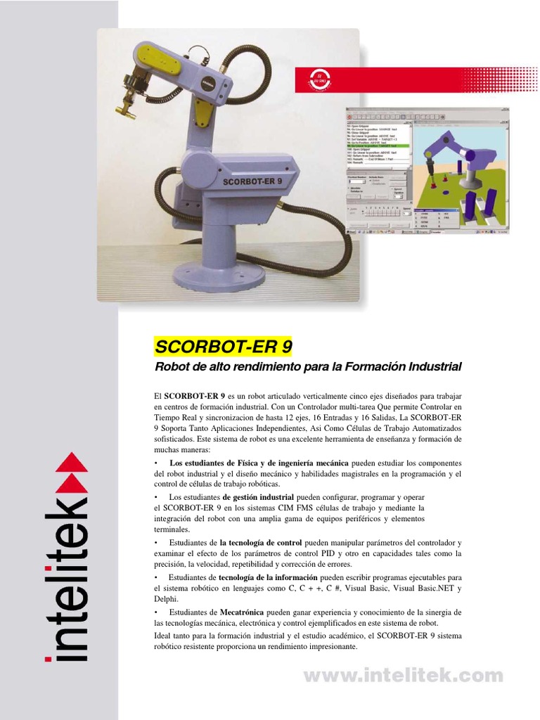 Especificaciones Tecnicas Scorbot ER-9 (Ok) | PDF | Robot | Robótica