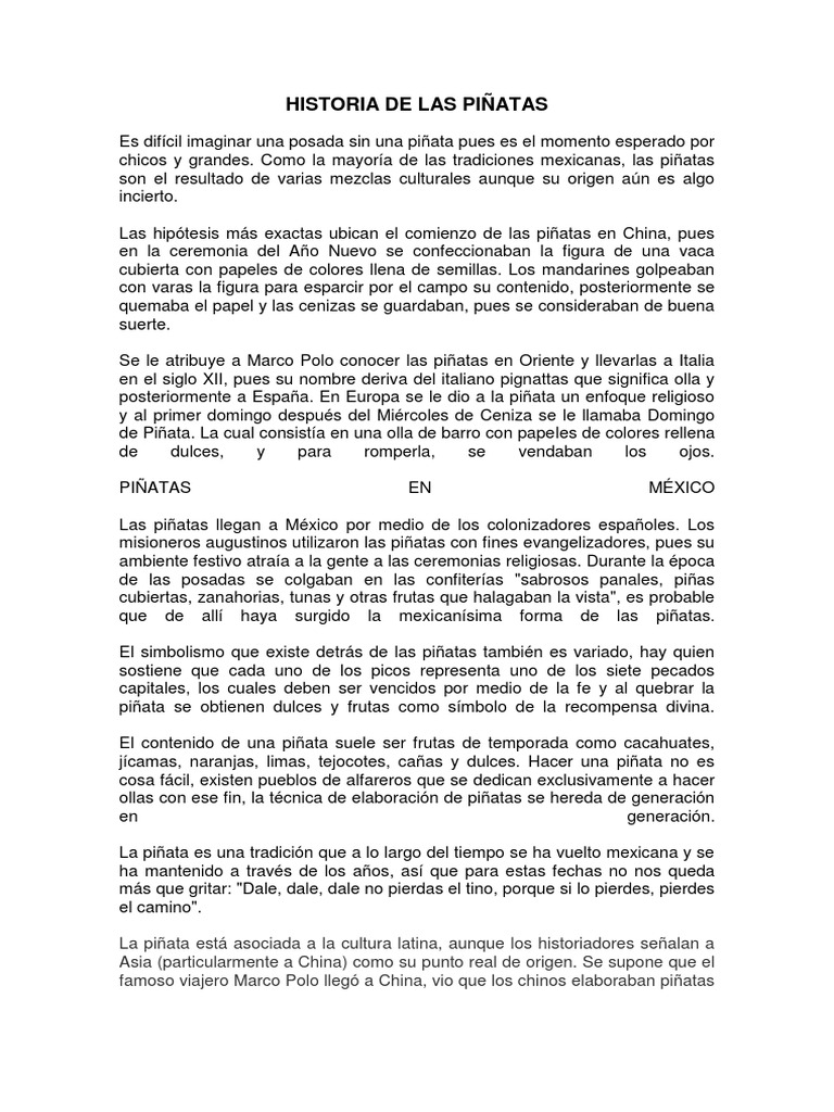 Historia de Las Piñatas | PDF | Religión y creencia