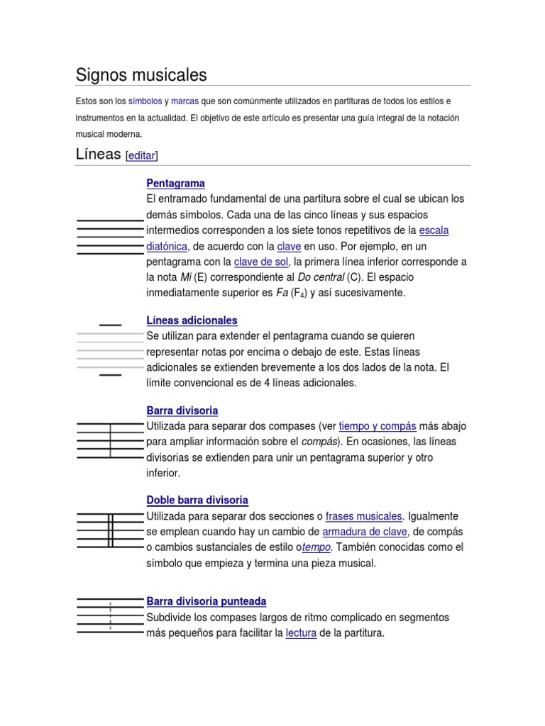 Signos Musicales y su Significado | PDF | Clave | Notación