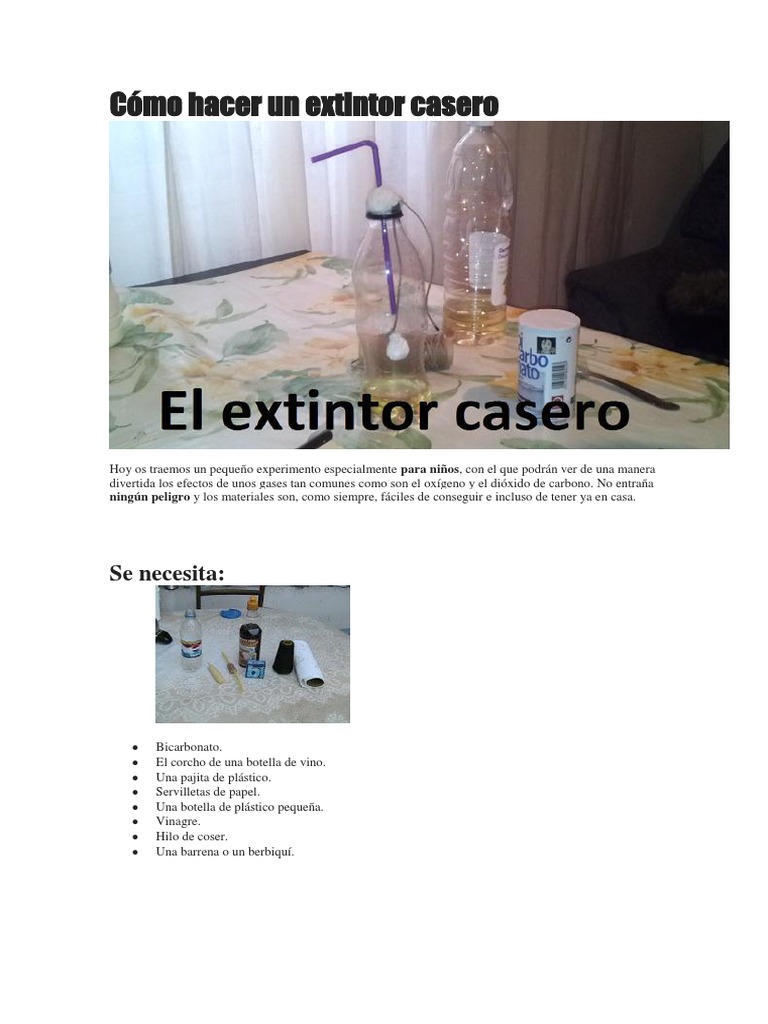 Cómo Hacer Un Extintor Casero | PDF | Palanca | Pistón