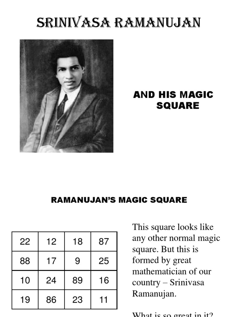 Srinivasa Ramanujan: and His Magic Square | PDF