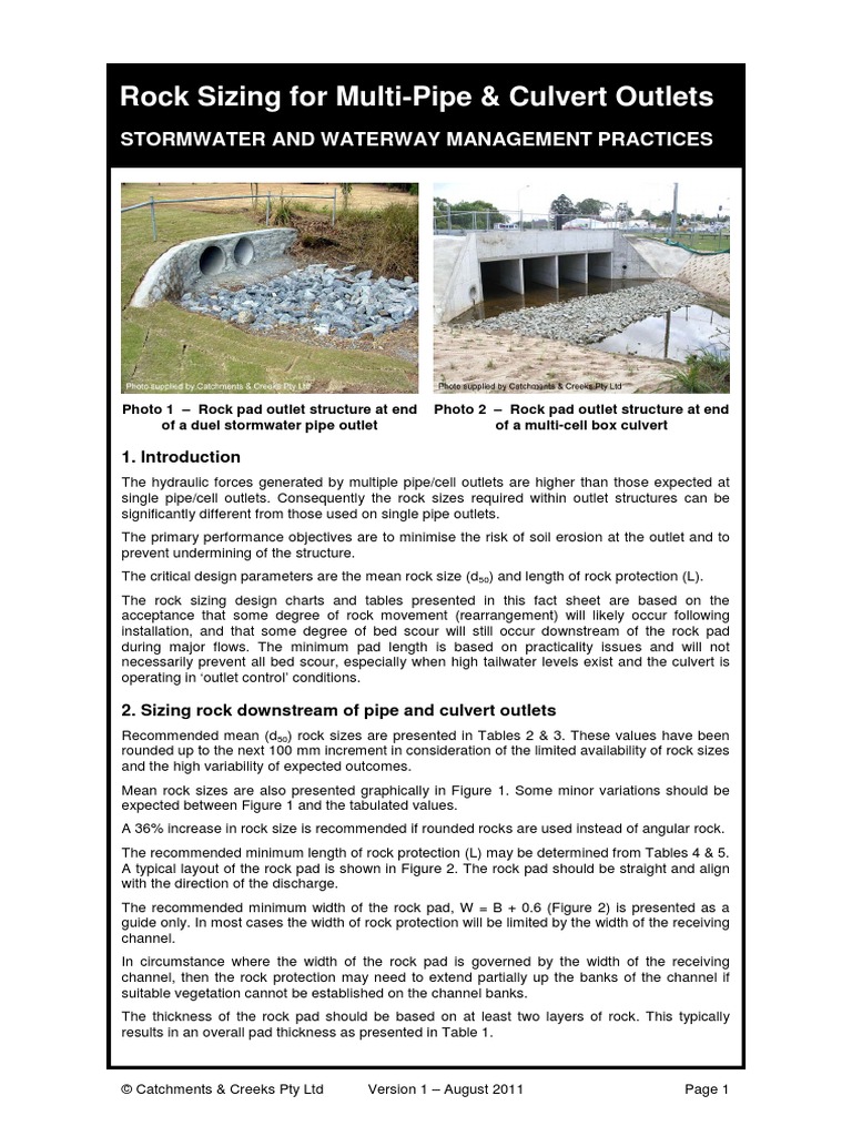 Rock Sizing For Culvert Outlets PDF | PDF | Earth Sciences | Physical ...