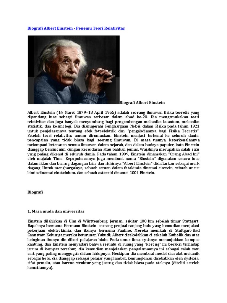 Biografi Albert Einstein | PDF
